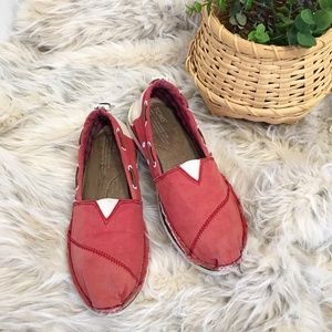 Toms | Shoes | Toms Red Shoes Flat Canvas 75 | Poshmark